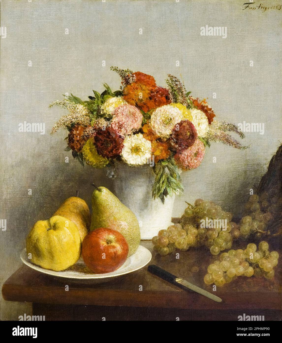 Henri Fantin-Latour, Flowers and Fruit, still life painting in oil on canvas, 1865 Stock Photo ...
