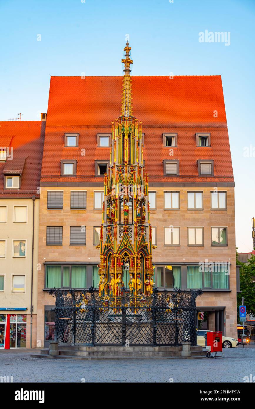 Gothic spire schoner brunnen fountain hi-res stock photography and ...
