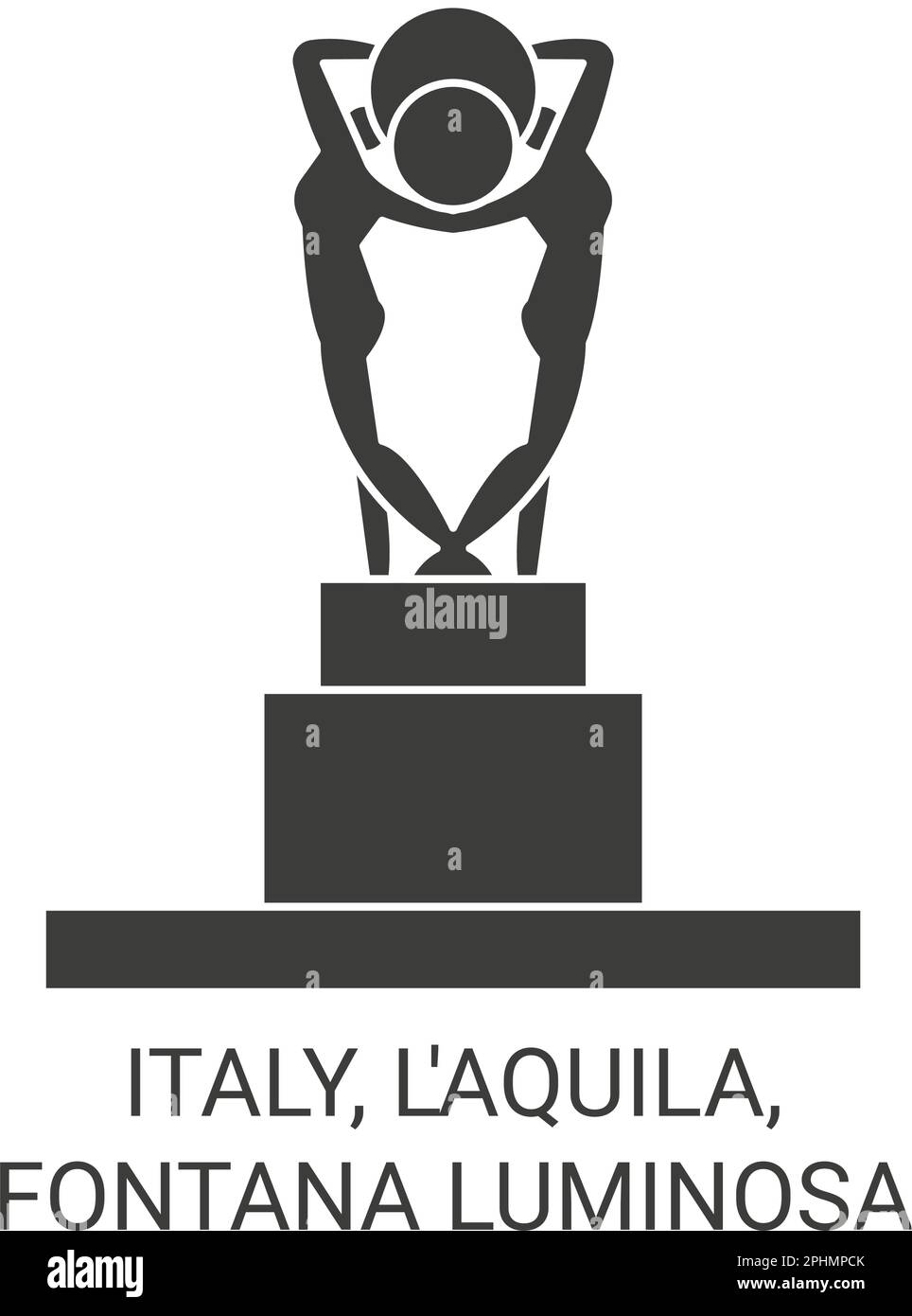 Italy, L'aquila, Fontana Luminosa travel landmark vector illustration ...