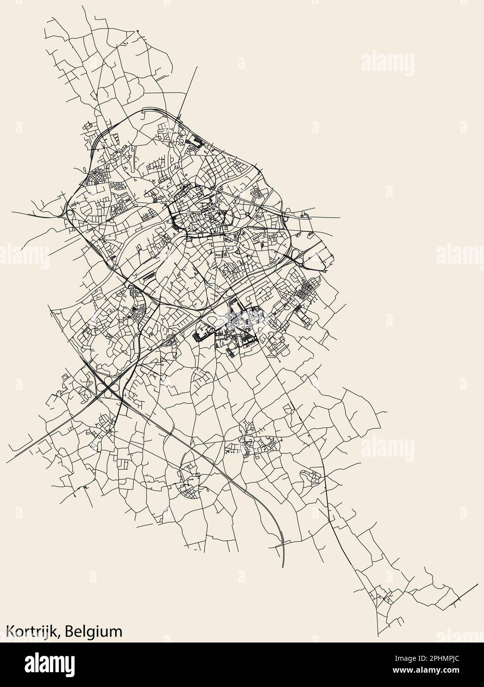 Street roads map of KORTRIJK, BELGIUM Stock Vector Image & Art - Alamy