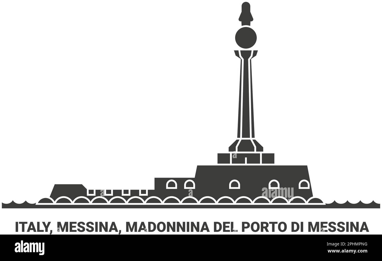 Italy, Messina, Madonnina Del Porto Di Messina travel landmark vector ...