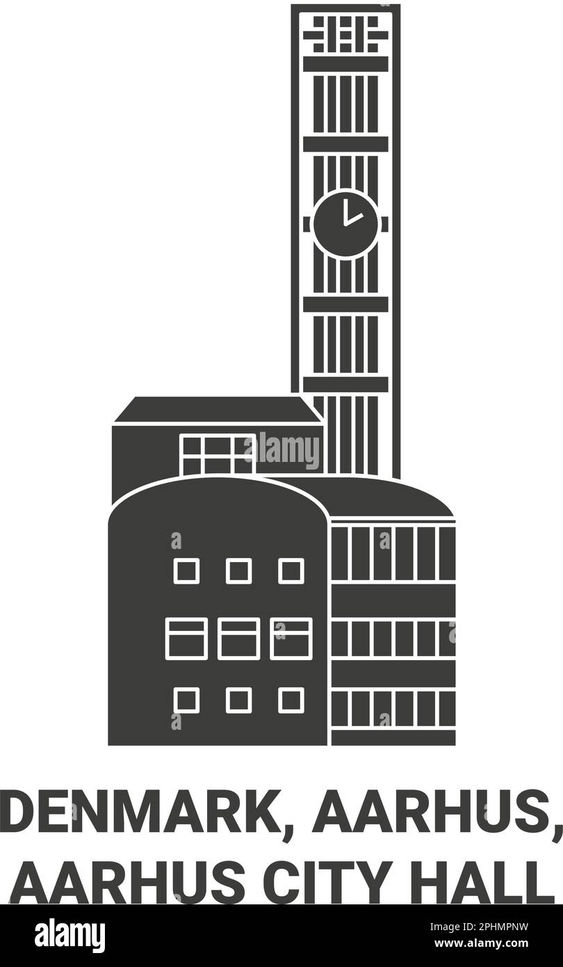 Denmark, Aarhus, Aarhus City Hall travel landmark vector illustration Stock Vector Image & Art ...