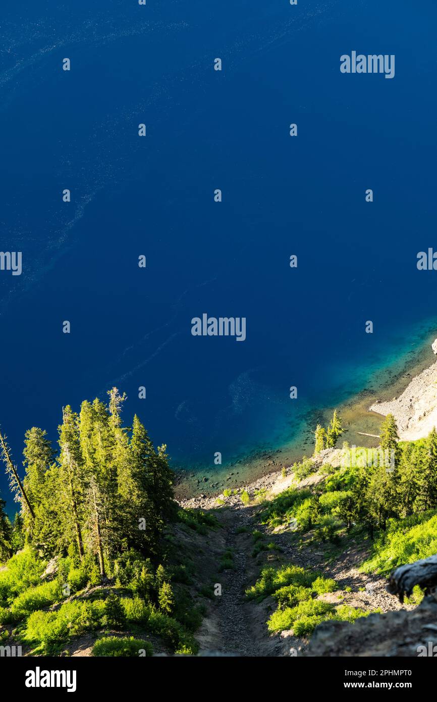 Pollen on Surface of Crater Lake in summer Stock Photo - Alamy