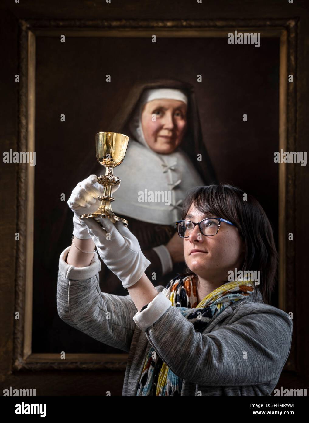 Special collections manager Dr Hannah Thomas holds the 1630s recusant ...