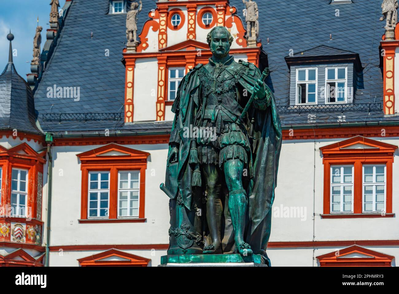Statue of prince Albert at Marktplatz square in Coburg, Germany Stock ...