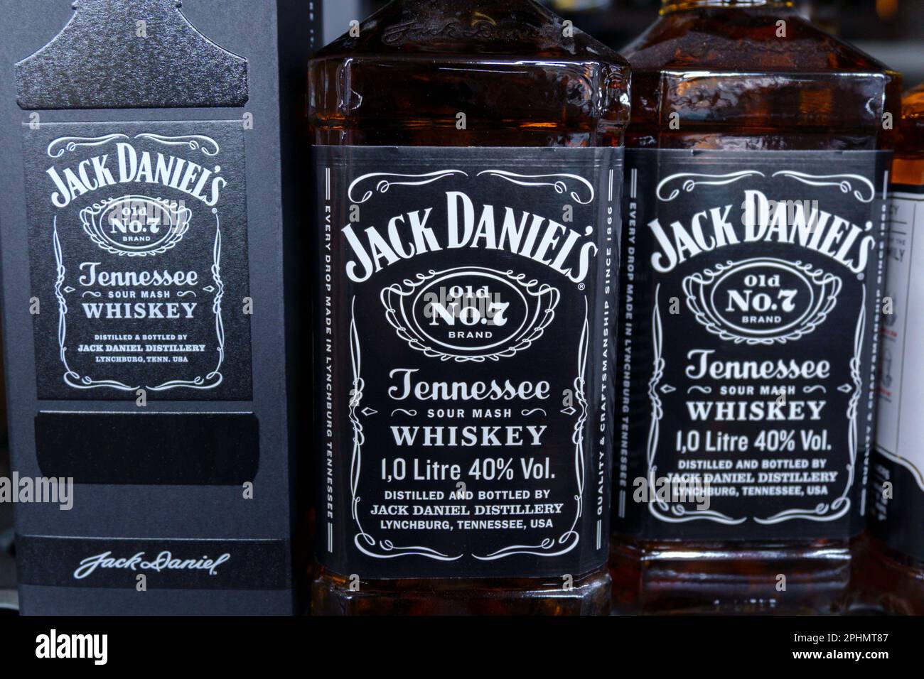 Tyumen, Russia-March 17, 2023: Bottles of Jack Daniels Tennessee ...