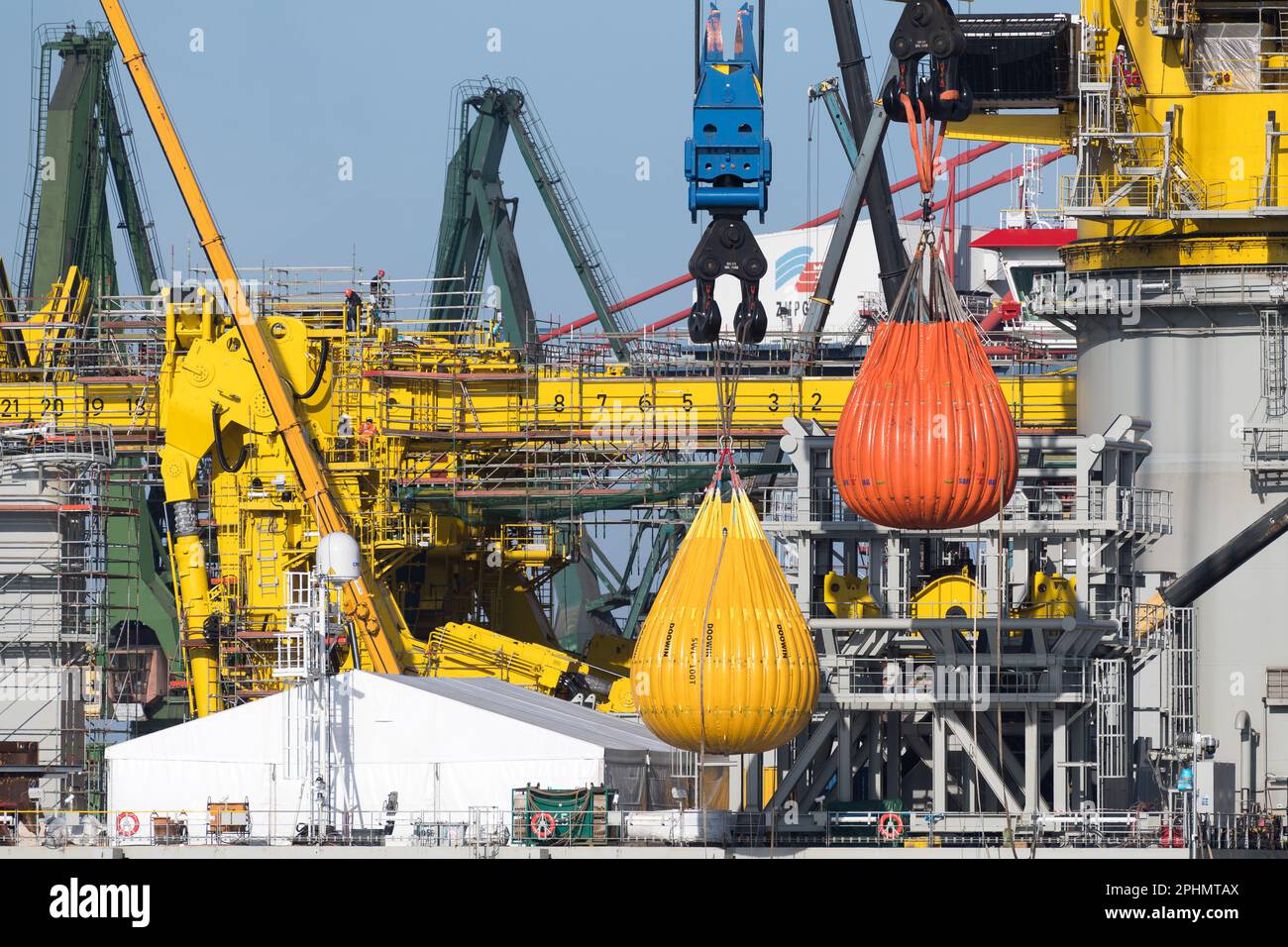 Gdansk, Poland. 21 March 2023. Remontowa Shipyard in Gdansk. Offshore ...