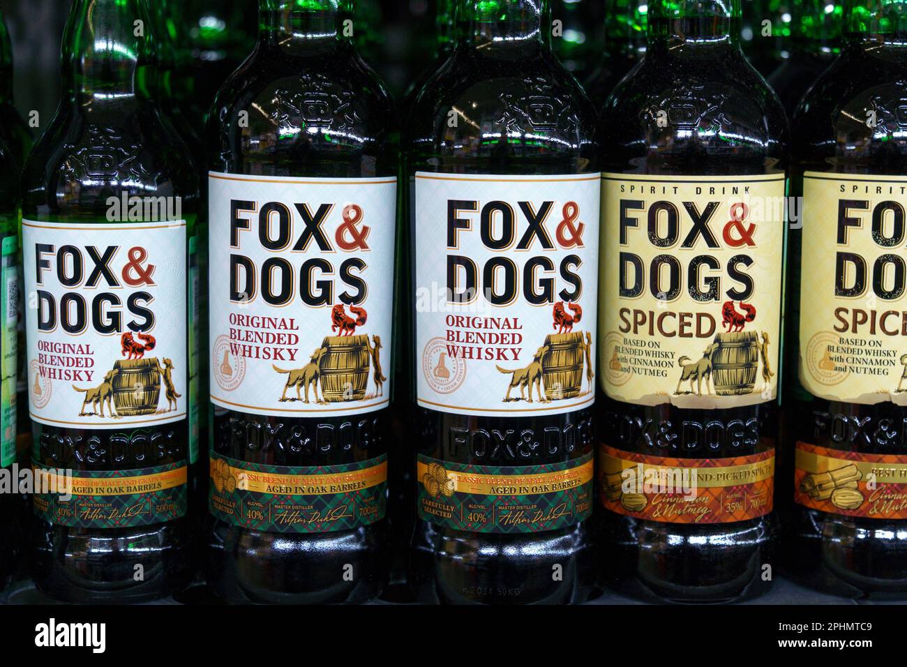 Tyumen, Russia-March 17, 2023: Fox and Dogs whiskey is a classic blend ...