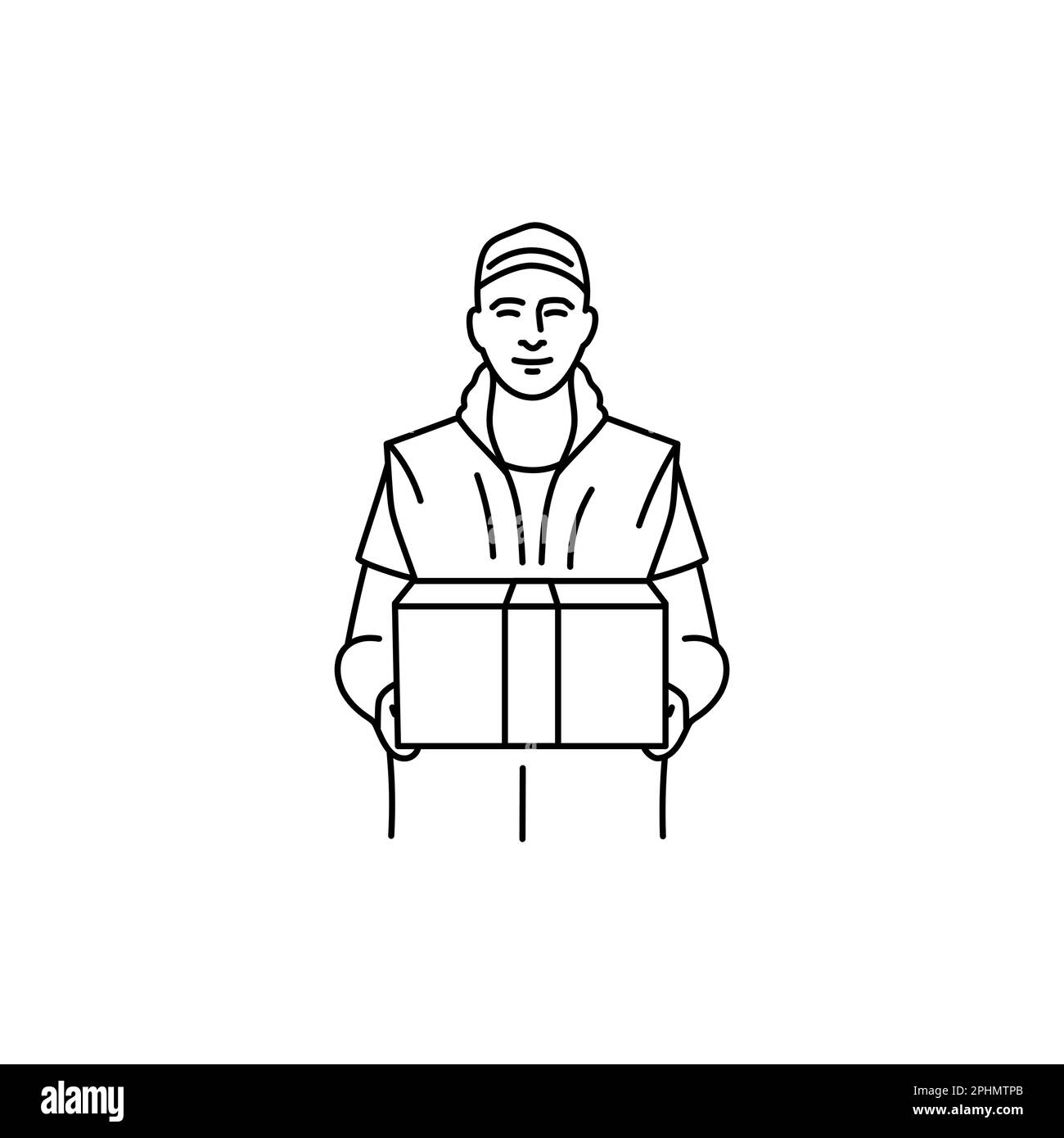 Courier delivery black line icon. Delivery service. Pictogram for web ...