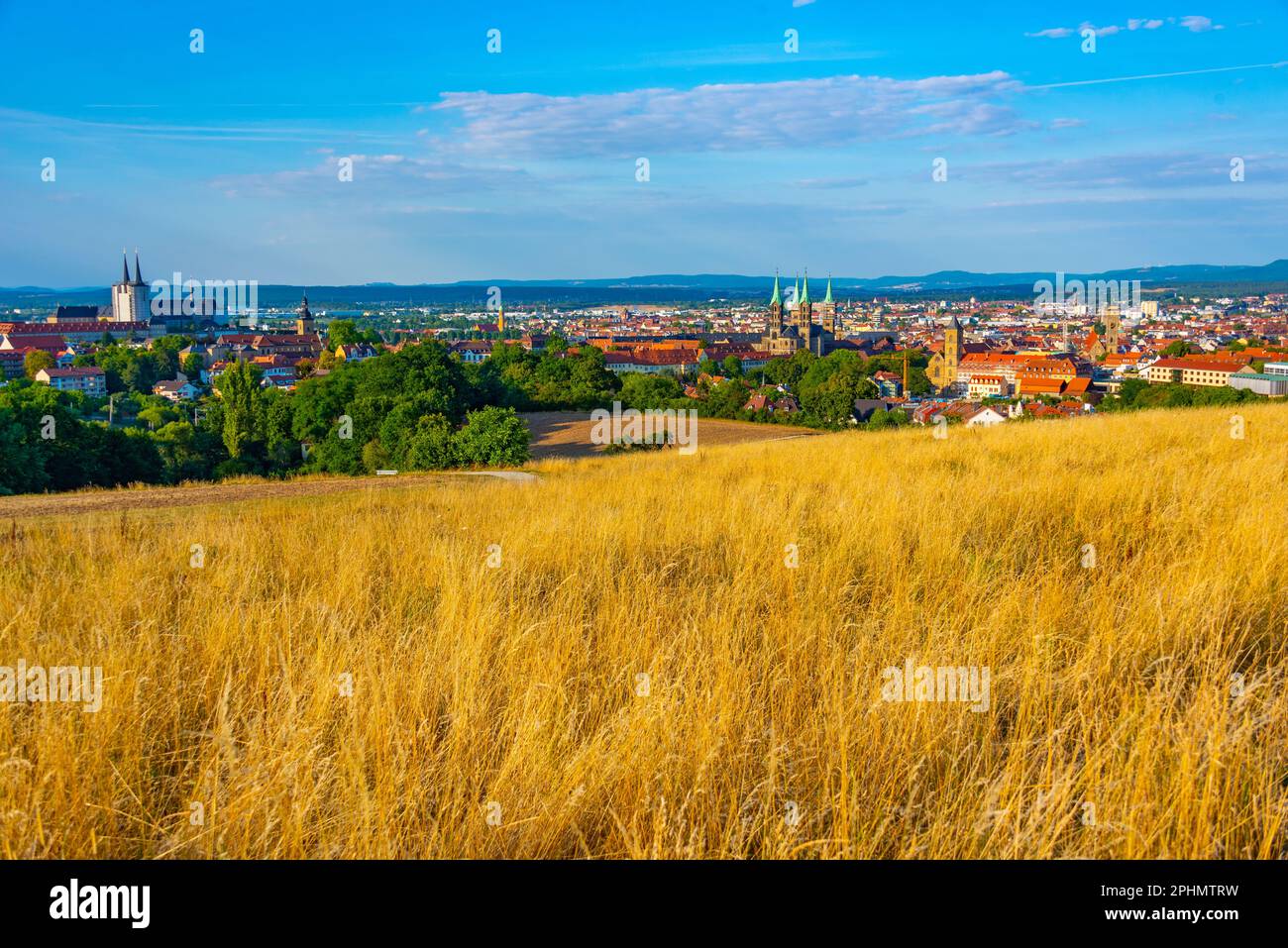 Panorama view of German town Bamberg with Michelsberg monastery and ...