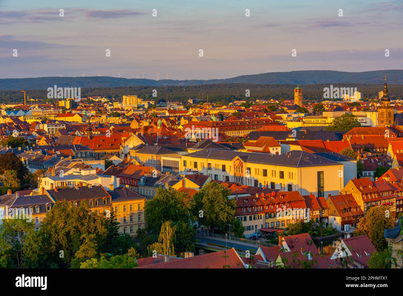 Sunset panorama view of German town Bamberg Stock Photo - Alamy