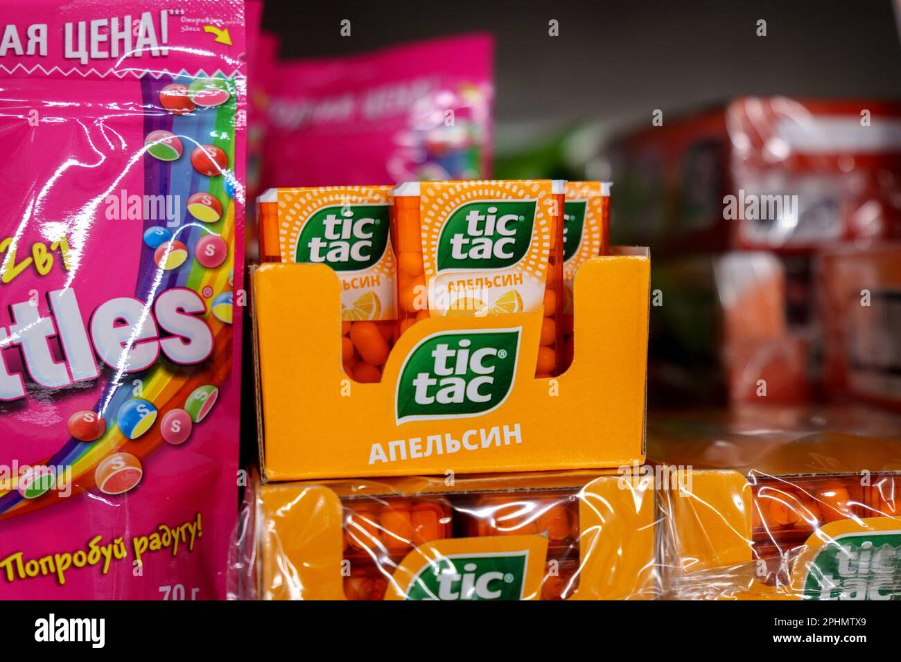 Tyumen, Russia-March 17, 2023: Tic Tac Candy is popular due its minty ...