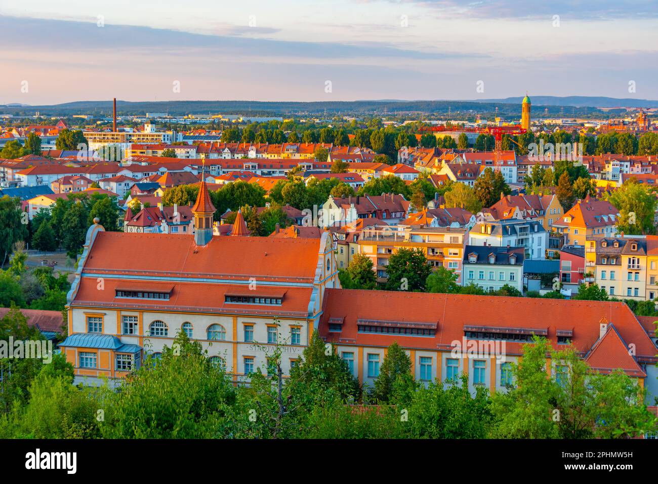 Sunset panorama view of German town Bamberg Stock Photo - Alamy