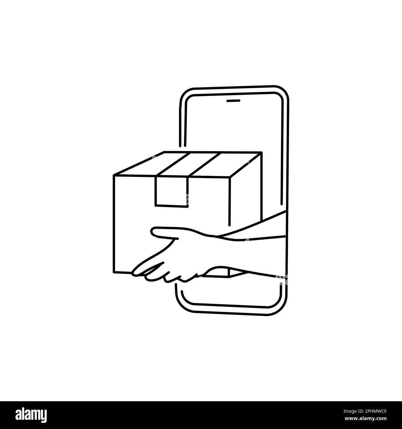 Online delivery box black line icon. Pictogram for web page, mobile app ...