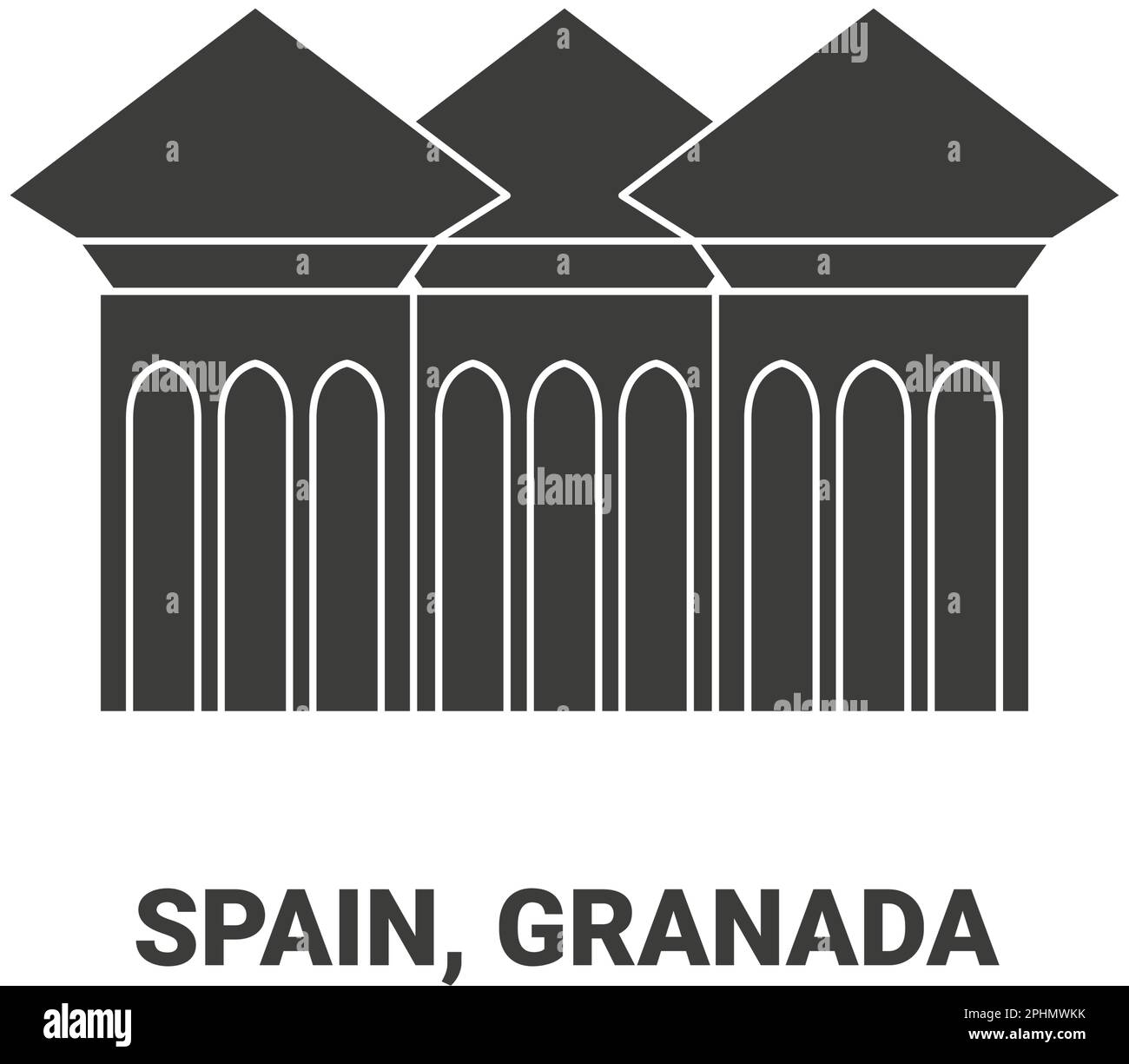 Spain, Granada, travel landmark vector illustration Stock Vector Image ...