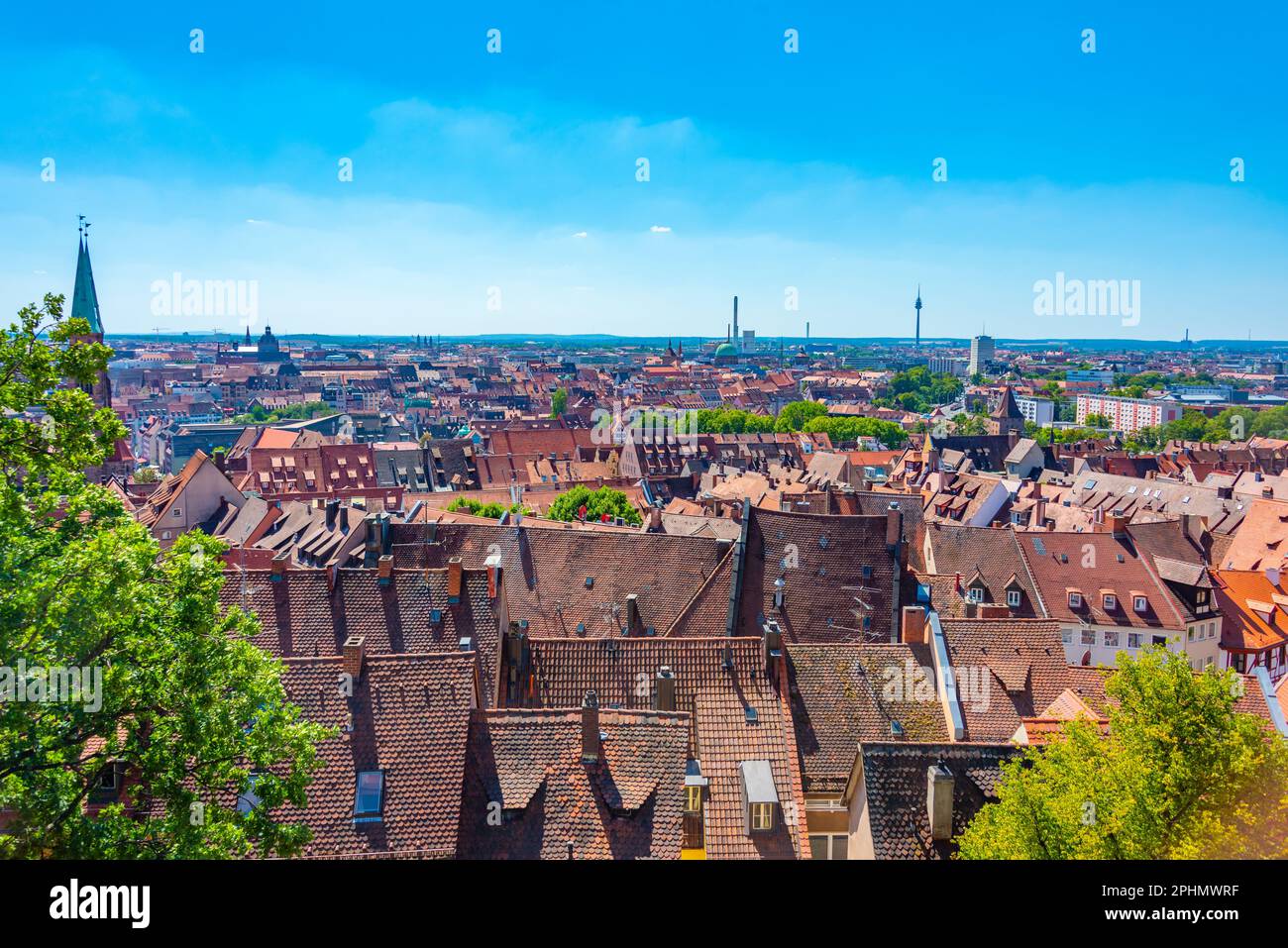 Panorama view of German town Nürnberg from Kaiserburg castle Stock ...