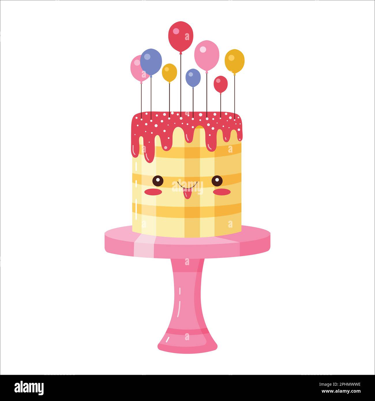 Cute Birthday Celebration Party Balloon Cake Stock Vector Image & Art ...