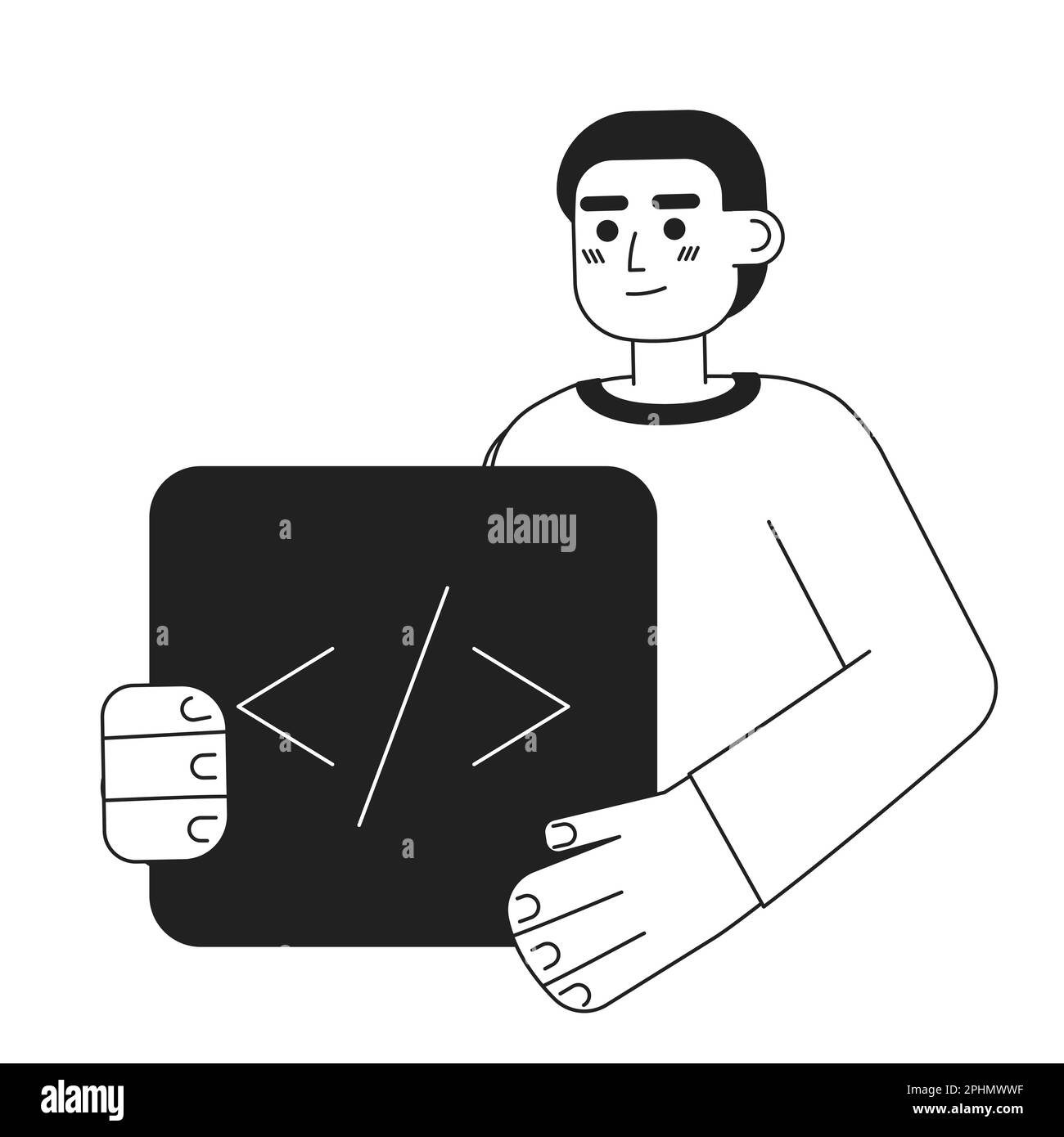 Professional programmer course black and white concept vector spot ...