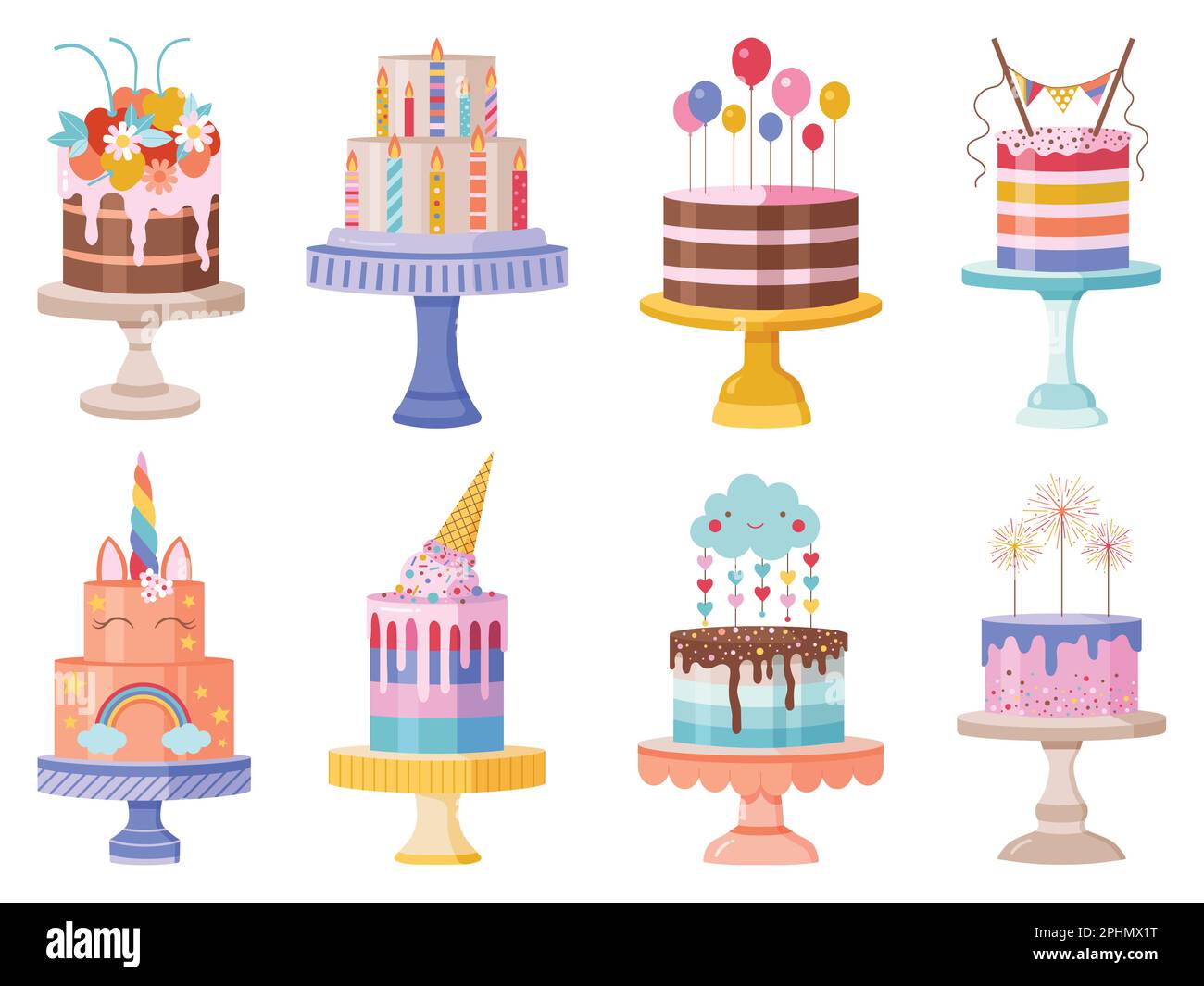 Various cakes stands Stock Vector Images - Alamy