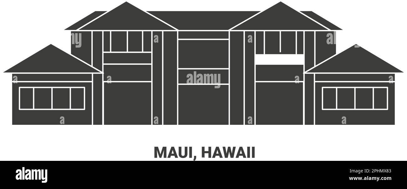 United States, Maui, Hawaii, travel landmark vector illustration Stock ...