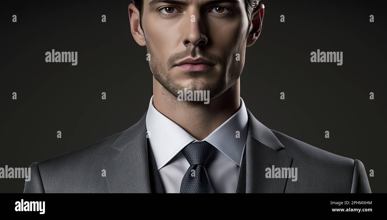 A male model is standing and posing wearing a plain black shirt and ...