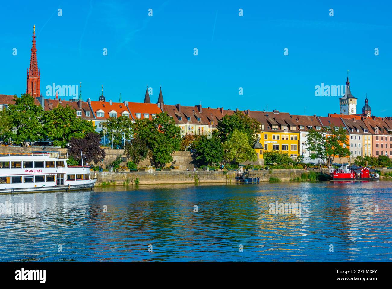 Colorful houses at waterfront of Main river in Würzburg, Germany Stock ...