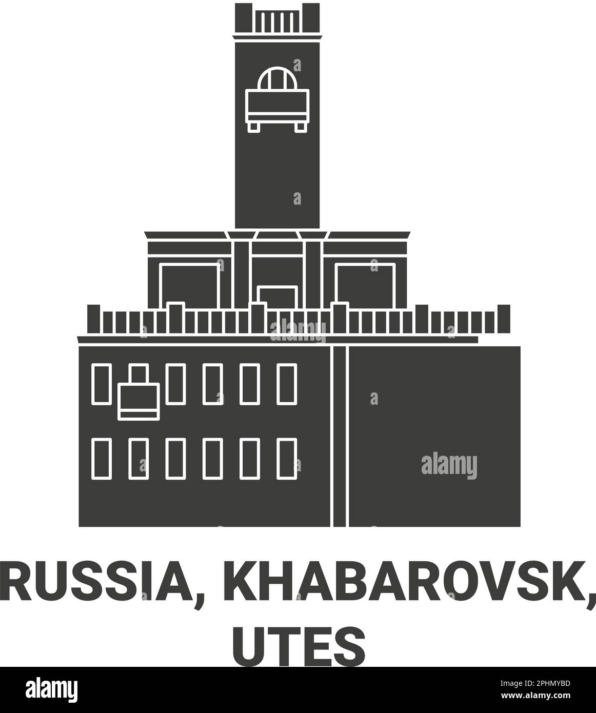 Russia, Khabarovsk, Utes travel landmark vector illustration Stock ...
