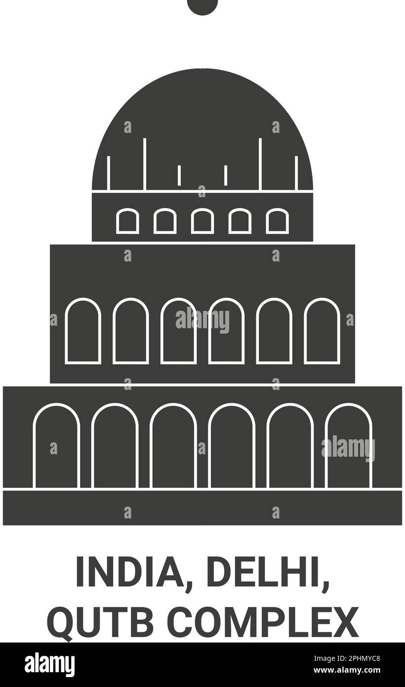 India Delhi Qutb Complex Travel Landmark Vector Illustration Stock