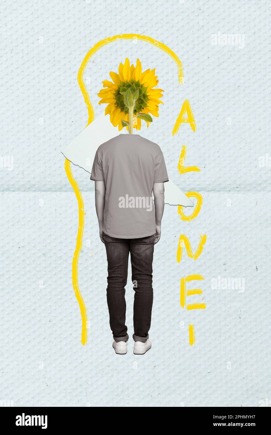 Vertical photo collage sketch illustration of alone ashamed outcast ...