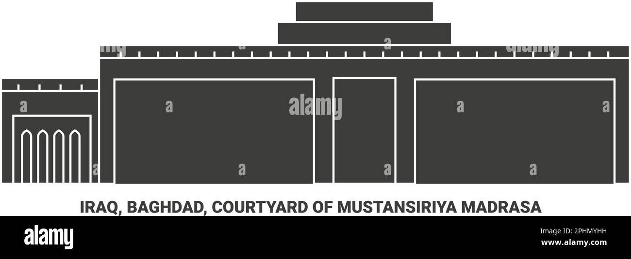 Iraq, Baghdad, Courtyard Of Mustansiriya Madrasa travel landmark vector ...
