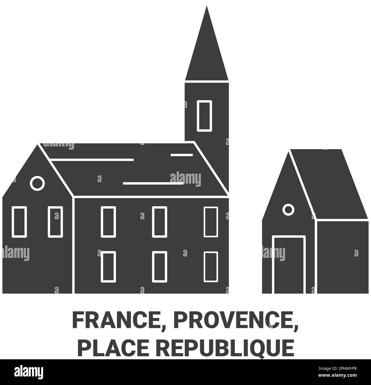 France, Provence, Place Republique travel landmark vector illustration ...