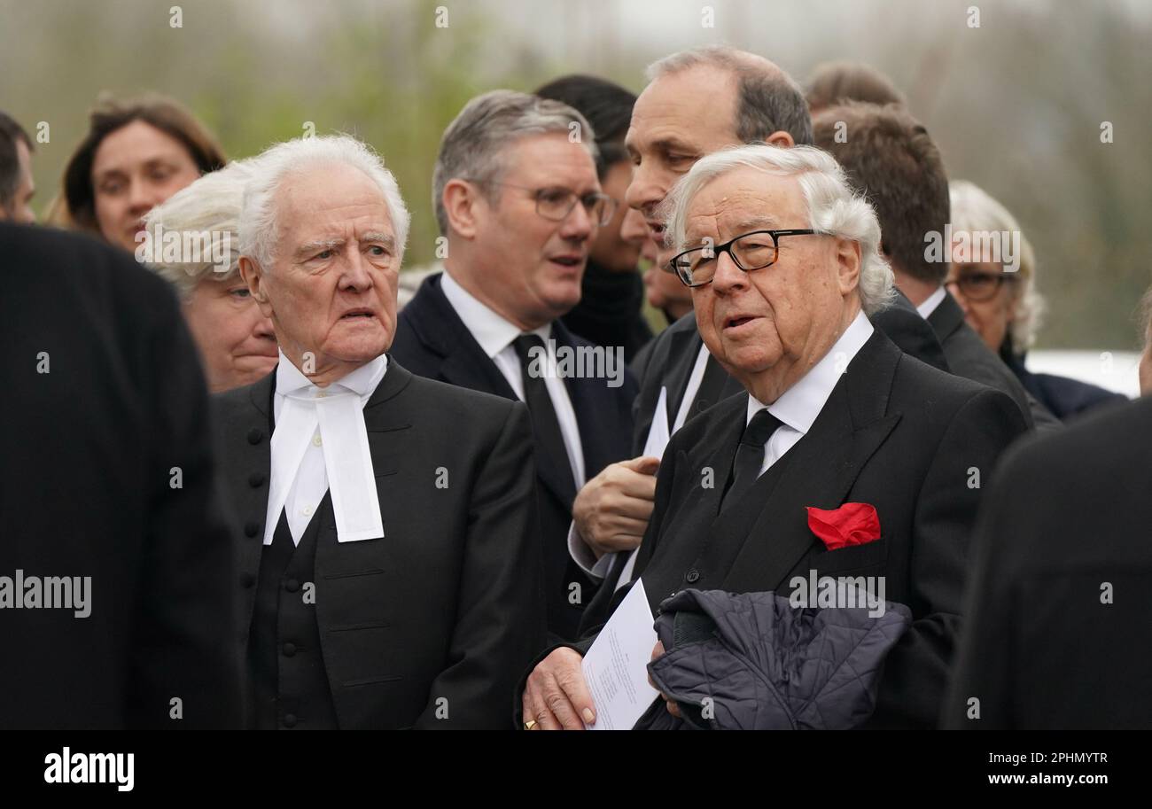 Speaker of the House of Lords, Lord McFall (left) following the funeral ...