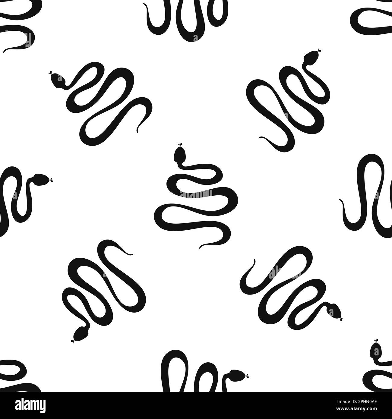 Seamless pattern with snakes illustration black color on white Stock ...