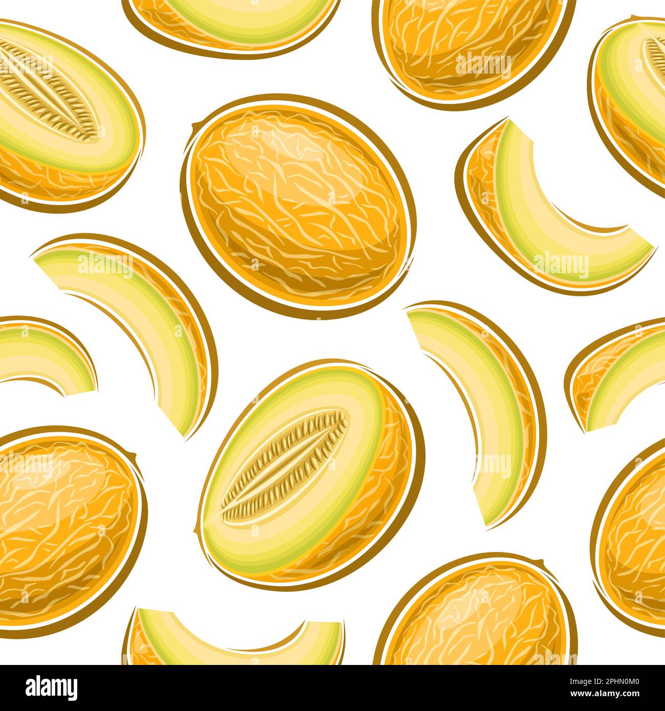 Vector Melon Seamless Pattern, square repeating background with cut out ...