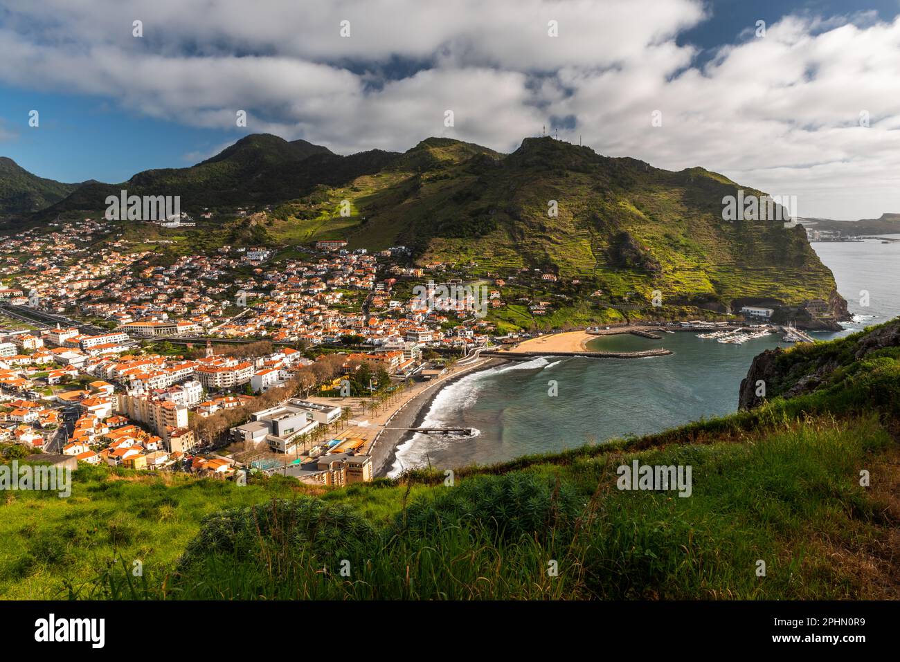 Machico city view. Madeira island on Altantic Ocean Stock Photo - Alamy