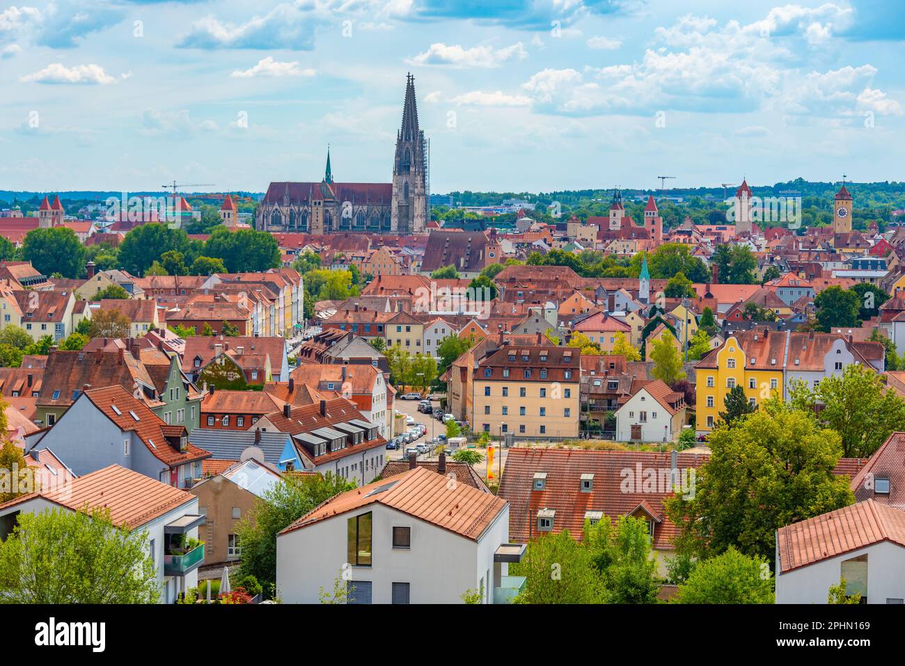 Panorama view of rooftops in German town Regensburg Stock Photo - Alamy