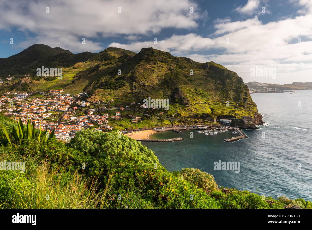 Machico city view. Madeira island on Altantic Ocean Stock Photo - Alamy