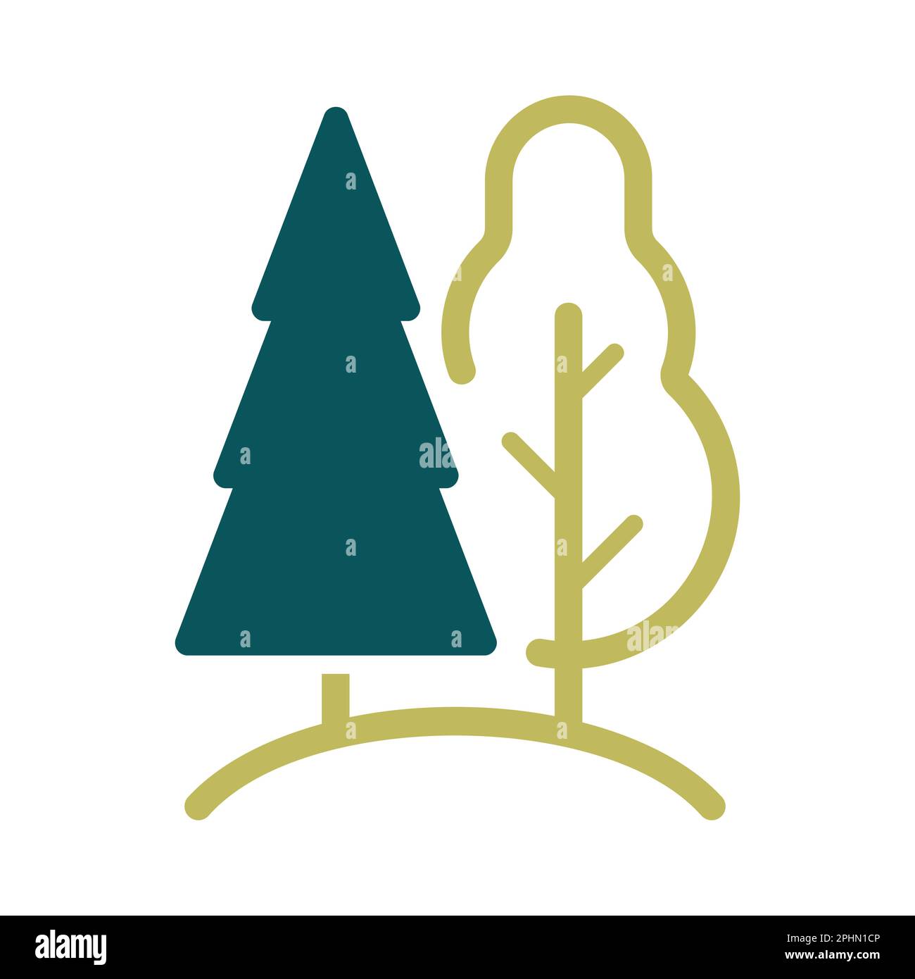 Deciduous and conifer forest vector isolated icon. Nature sign. Graph ...