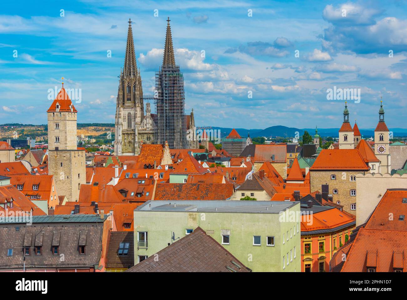 Panorama view of rooftops in German town Regensburg Stock Photo - Alamy