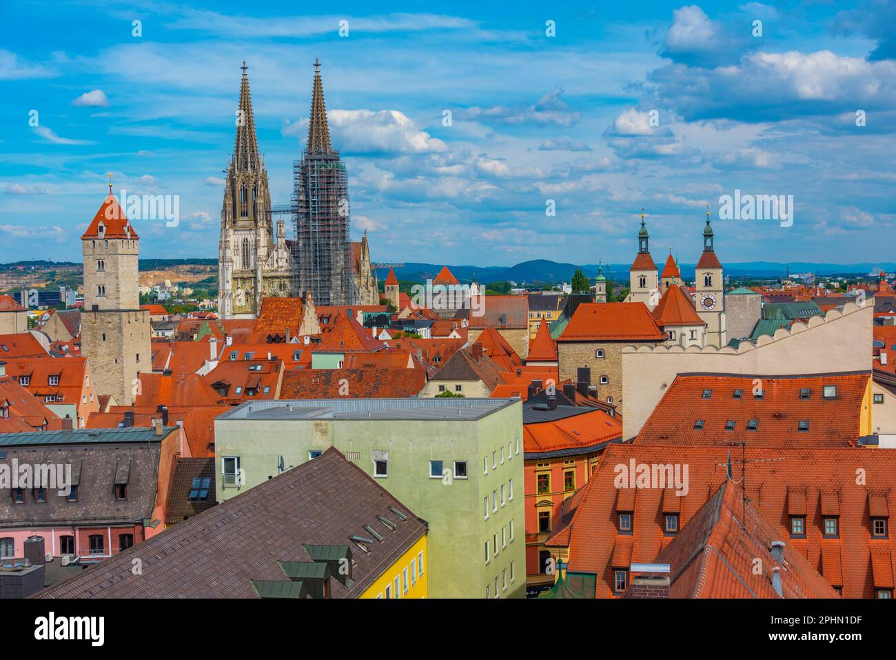 Panorama view of rooftops in German town Regensburg Stock Photo - Alamy