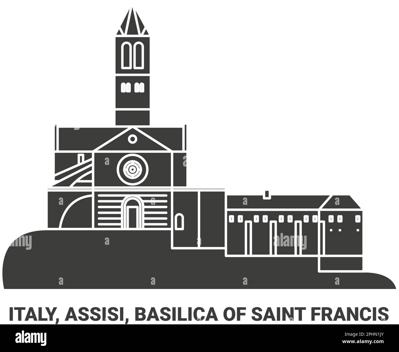 Italy, Assisi, Basilica Of Saint Francis travel landmark vector ...