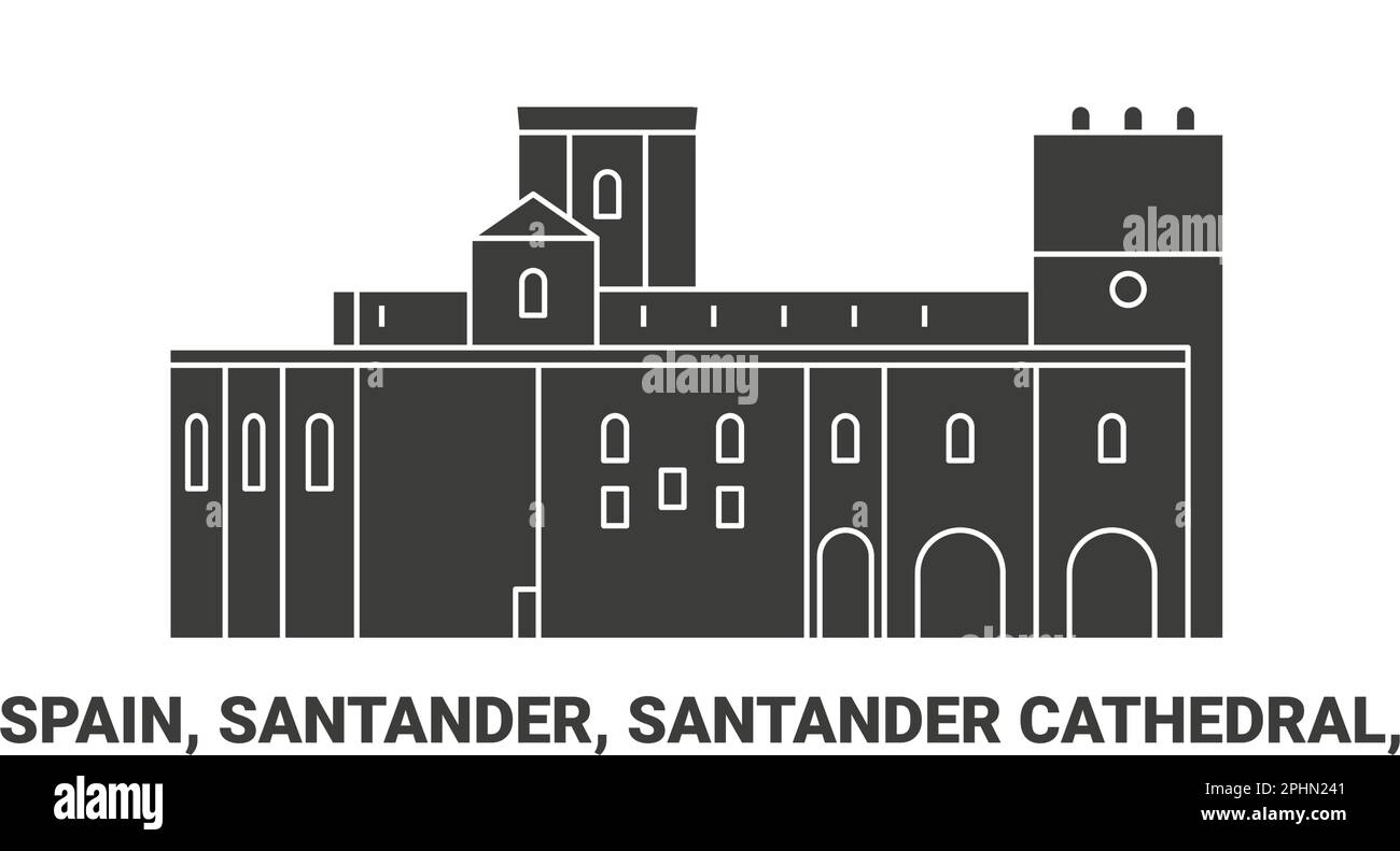Spain, Santander, Santander Cathedral, travel landmark vector ...