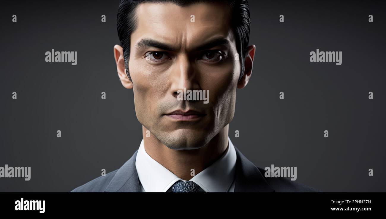 A male model is standing and posing wearing a plain black shirt and ...