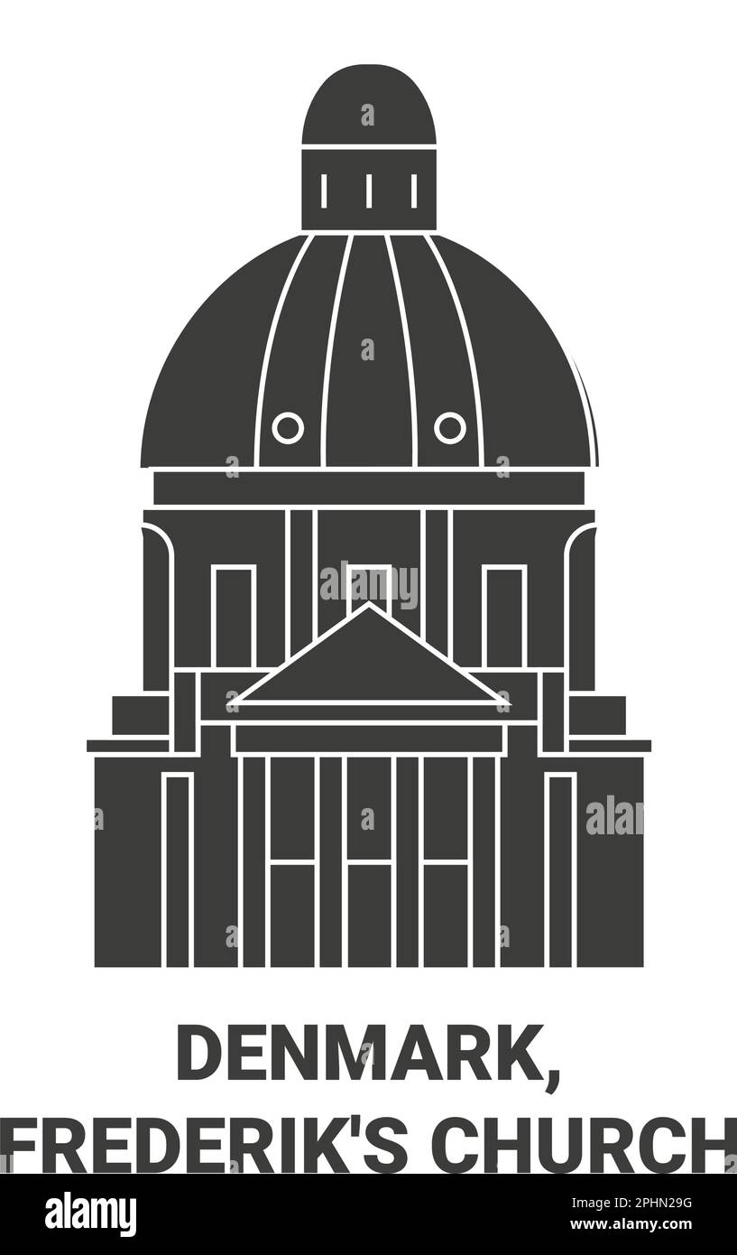 Denmark, Frederik's Church travel landmark vector illustration Stock ...