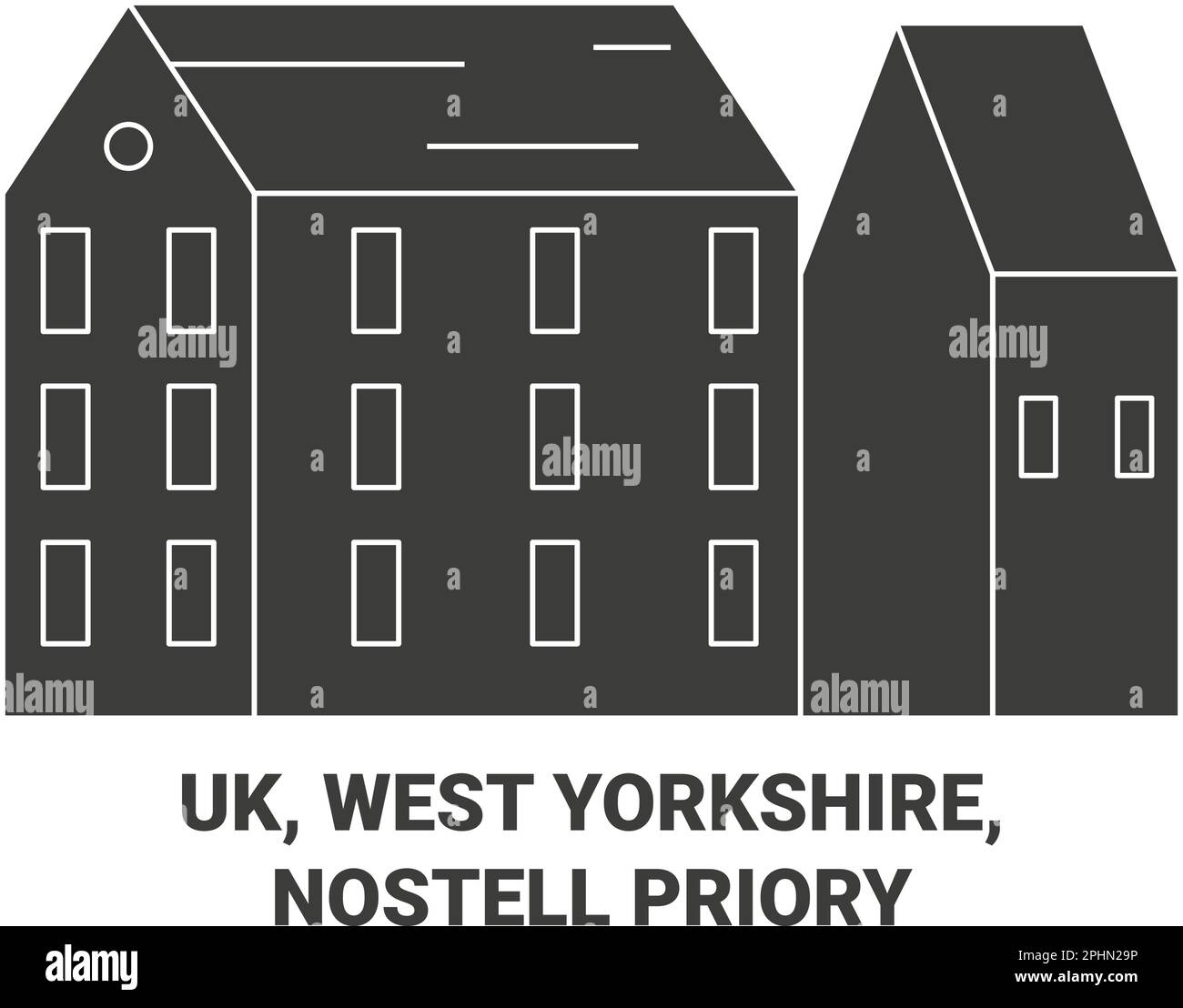 Uk, West Yorkshire, Nostell Priory travel landmark vector illustration ...