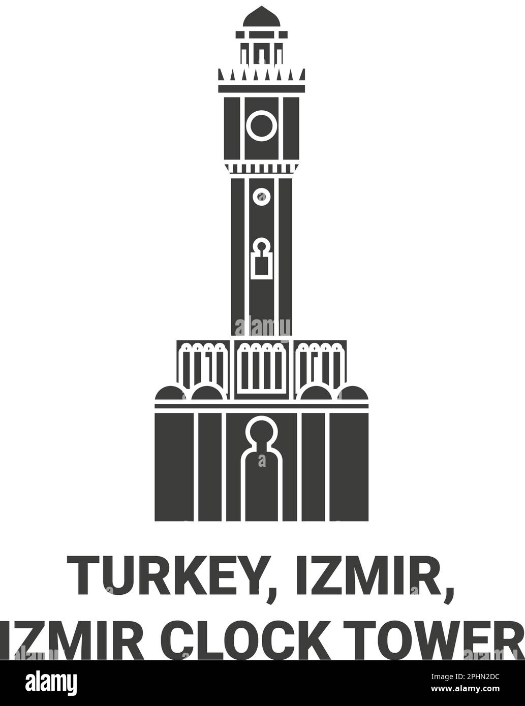 Turkey, Izmir, Izmir Clock Tower travel landmark vector illustration ...