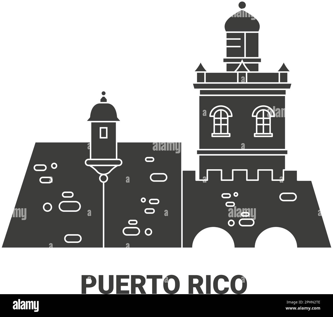 Puerto Rico travel landmark vector illustration Stock Vector Image ...
