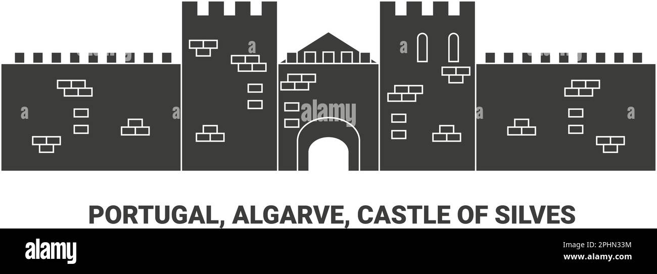 Portugal, Algarve, Castle Of Silves, travel landmark vector ...