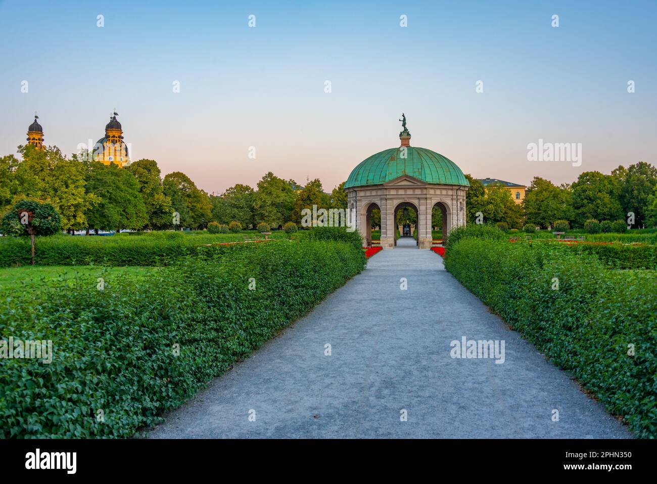 Sunrise view of Diana temple in German town München Stock Photo - Alamy