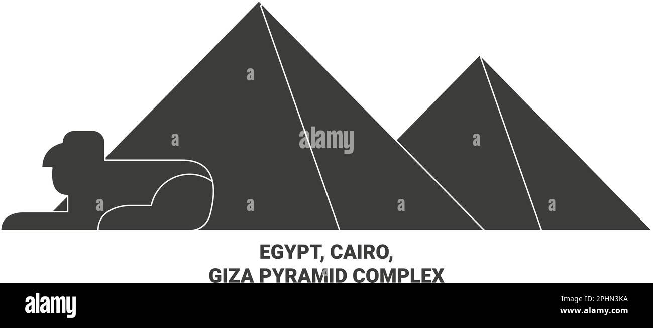Egypt, Cairo, Giza Pyramid Complex travel landmark vector illustration ...